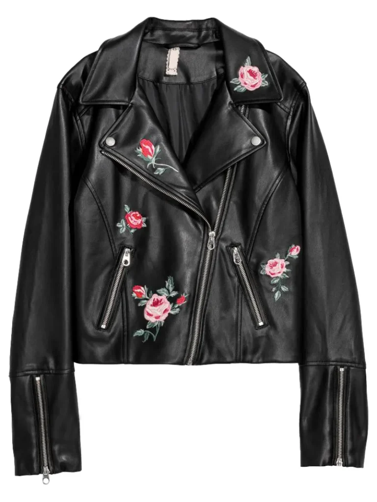 Embroidered Biker Jacket - Embroidery Leather Jacket