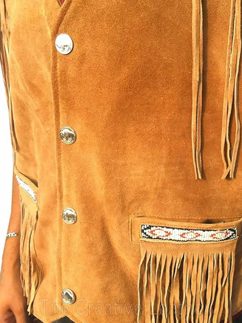 A Grade Western Suede Leather Vest - Western Leather Vest