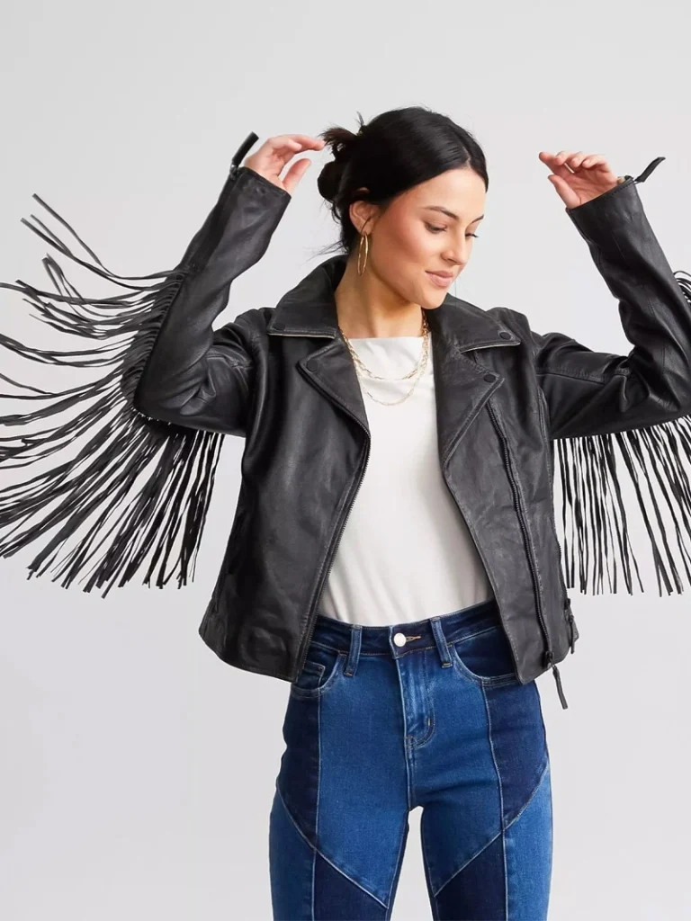Crissy Star Leather Fringe Jacket - Fringe Motorcycle Jacket